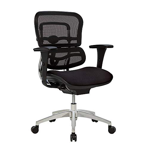 WorkPro 12000 Series Ergonomic Mesh/Premium Fabric Mid-Back Chair, Black/Black