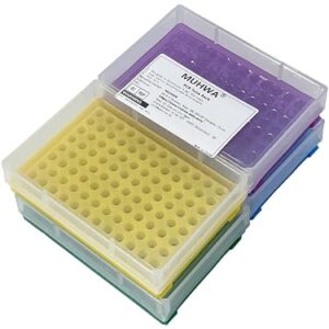 PCR Tube Rack for 0.2ml Micro-Tubes, 8 x 12 Array Pack of 4(Blue/Yellow/Purple/Green)