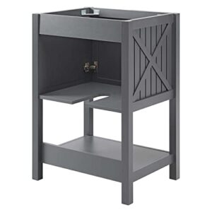 Modway Steam Soft-Close Doors Modern Wood Bathroom Vanity Cabinet in Gray