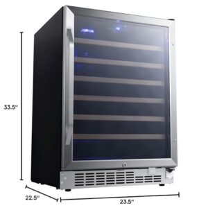 EdgeStar CWR532SZ 24 Inch Wide 53 Bottle Built-In Single Zone Wine Cooler with Reversible Door and LED Lighting - Stainless Steel