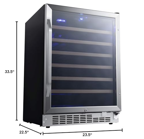 EdgeStar CWR532SZ 24 Inch Wide 53 Bottle Built-In Single Zone Wine Cooler with Reversible Door and LED Lighting - Stainless Steel