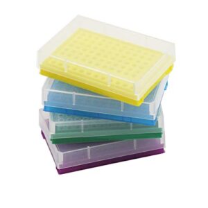 pcr tube rack for 0.2ml micro-tubes, 8 x 12 array pack of 4(blue/yellow/purple/green)