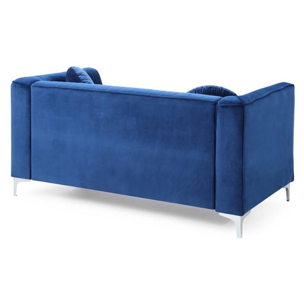 Glory Furniture Delray Velvet Loveseat in Navy Blue