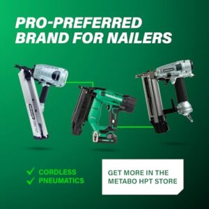 Metabo HPT Brad Nailer Kit | Pro Preferred Brand of Pneumatic Nailers | 18 Gauge | Accepts 5/8 to 2-Inch Brad Nails | Ideal for Trim Work, Furniture Building & Other Finish Applications | NT50AE2