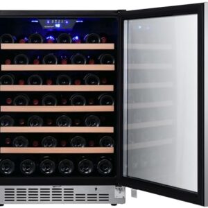 EdgeStar CWR532SZ 24 Inch Wide 53 Bottle Built-In Single Zone Wine Cooler with Reversible Door and LED Lighting - Stainless Steel