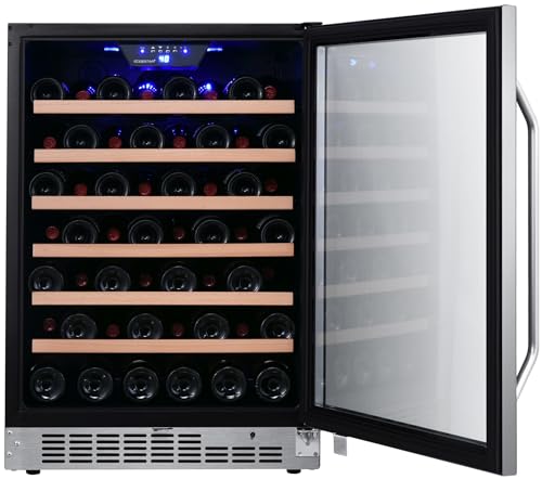 EdgeStar CWR532SZ 24 Inch Wide 53 Bottle Built-In Single Zone Wine Cooler with Reversible Door and LED Lighting - Stainless Steel