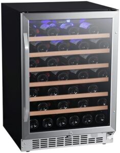 edgestar cwr532sz 24 inch wide 53 bottle built-in single zone wine cooler with reversible door and led lighting - stainless steel