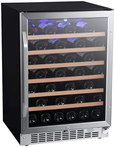 EdgeStar CWR532SZ 24 Inch Wide 53 Bottle Built-In Single Zone Wine Cooler with Reversible Door and LED Lighting - Stainless Steel