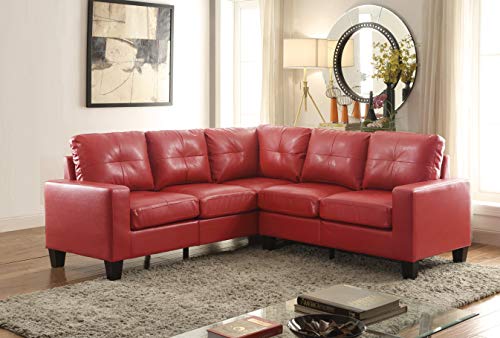 Glory Furniture Newbury KD Sectional, Red. Living Room Furniture, 35" H x 82" W x 32" D