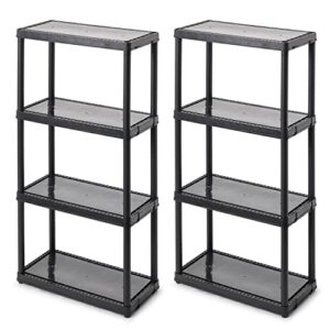 gracious living 4 shelf tier light duty indoor and garage shelf, black (2 pack)