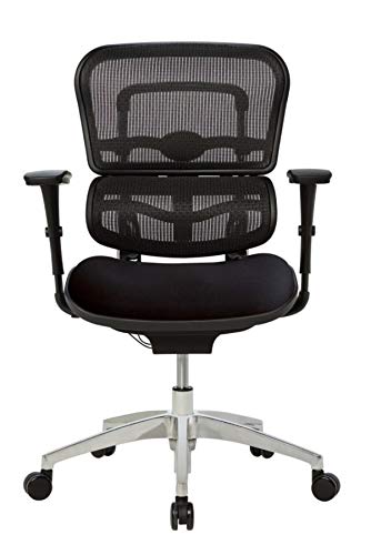 WorkPro 12000 Series Ergonomic Mesh/Premium Fabric Mid-Back Chair, Black/Black