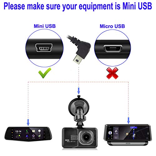 Gebildet Dash Cam Hardwire Kit Mini USB,10ft 12V-24V to 5V Low Voltage Protection ACN/ACS/ACU Add a Circuit Fuse Holders (Right Angle Mini USB+Fuse kit)