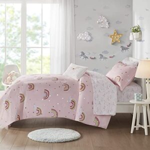 Mi Zone Kids Alicia Cozy Bed in A Bag Comforter with Complete Sheet Set Fun and Playful Print, Children Cover Girls Room Décor, Full, Pink 8 Piece