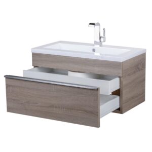 Cutler Kitchen and Bath Arlie 30 inch Wall Mounted Bathroom Vanity with Sink, Cultured Marble Top - Bathroom Sink Vanity with Multiple Soft Close Storage Drawers, Dorato