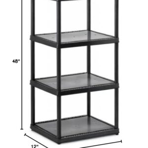 Gracious Living 4 Shelf Tier Light Duty Indoor and Garage Shelf, Black (2 Pack)