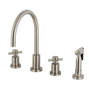 kingston brass ks8728dxbs concord widespread kitchen faucet, brushed nickel