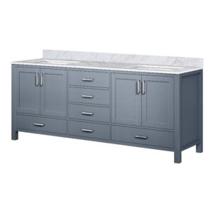 lexora jacques 80 in. w x 22 in. d dark grey double bath vanity and carrara marble top