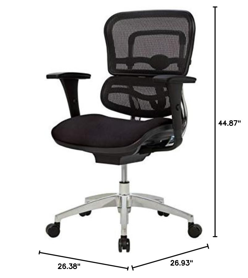 WorkPro 12000 Series Ergonomic Mesh/Premium Fabric Mid-Back Chair, Black/Black