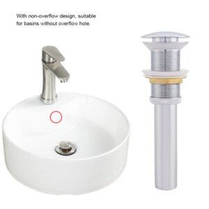 G1 1/4" Brass Bathroom Basin Sink Up Drain Assembly Non Overflow Push and Seal up Drain Assembly Sink Drain Polished Chrome Bathroom Sink Overflow(Silver Chrome)