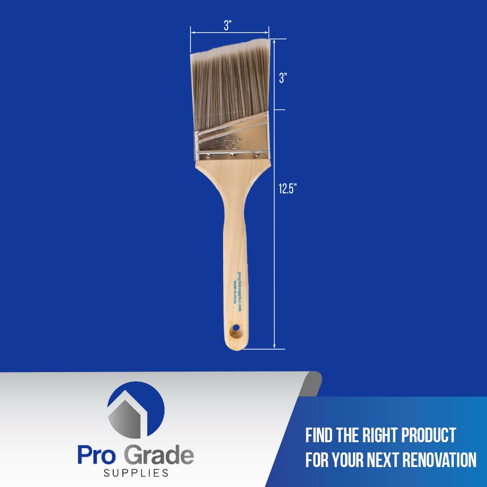 Pro Grade - Paint Brushes - 2Ea 3" Angle Brushes