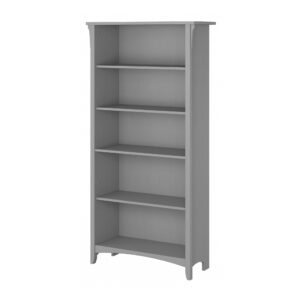 bush furniture salinas 5 shelf bookcase in cape cod gray, tall bookshelf, large book shelf for living room, home office, or entryway