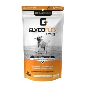 vetriscience glycoflex plus hip and joint supplement for dogs – extra-strength joint support chews with green lipped mussel, chondroitin, and glucosamine for dogs