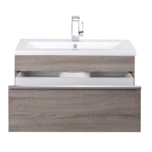 Cutler Kitchen and Bath Arlie 30 inch Wall Mounted Bathroom Vanity with Sink, Cultured Marble Top - Bathroom Sink Vanity with Multiple Soft Close Storage Drawers, Dorato