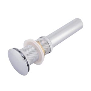 G1 1/4" Brass Bathroom Basin Sink Up Drain Assembly Non Overflow Push and Seal up Drain Assembly Sink Drain Polished Chrome Bathroom Sink Overflow(Silver Chrome)