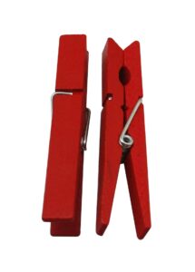 wuuycoky wood craft clothespins laundry peg with spring 2.9" color red pack of 25