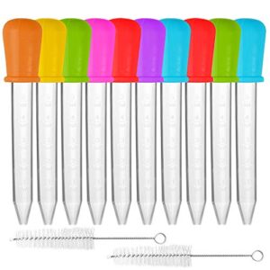 10 Pcs Liquid Droppers & 2 brushes, AIFUDA Silicone and Plastic Pipettes with Bulb Tip for Candy Mold (7 Colors)