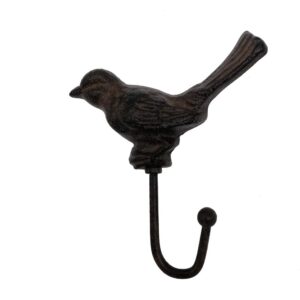 comfy hour antique and vintage animal collection cast iron sparrow bird single key coat hook clothes rack wall hanger, heavy duty recycled gift idea