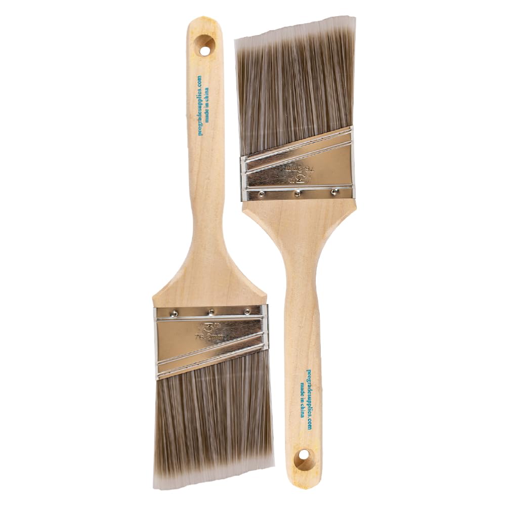 Pro Grade - Paint Brushes - 2Ea 3" Angle Brushes