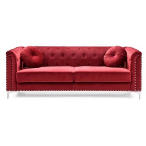 Glory Furniture Pompano Velvet Sofa in Burgundy