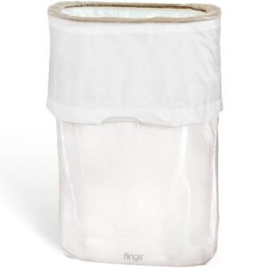 white flings plastic bin - 22" x 15" (pack of 5) - stylish & convenient portable waste solution for events & parties