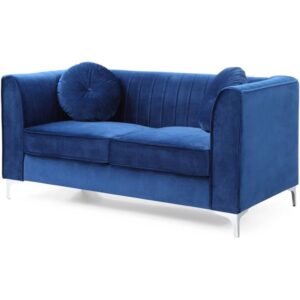 glory furniture delray velvet loveseat in navy blue