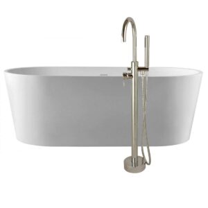 vintage tub & bath mia 67 inch acrylic double ended freestanding tub package - no faucet drillings - white/chrome fixtures