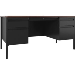 lorell fortress series walnut top teacher's desk