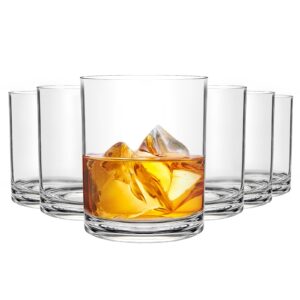 rÉΑlwÁy 12 oz plastic whiskey glasses set of 6, unbreakable old fashioned glass, clear plastic cocktail glasses, plastic tumblers reusable plastic cups for bourbon juice,dishwasher-safe, bpa-free