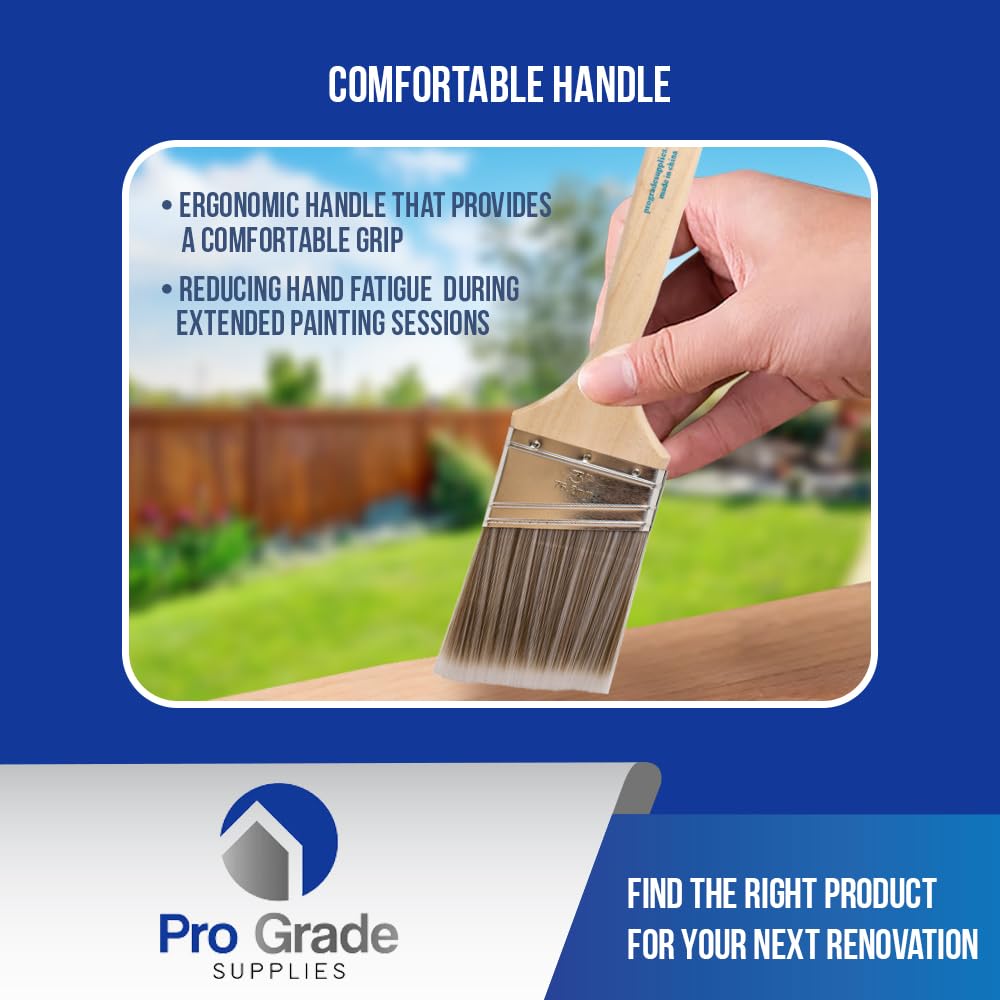 Pro Grade - Paint Brushes - 2Ea 3" Angle Brushes