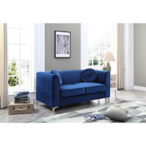 Glory Furniture Delray Velvet Loveseat in Navy Blue