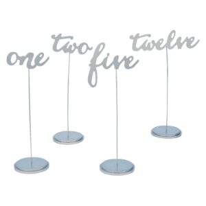 silver table numbers (1-12 wooden calligraphy) wedding and party supplies