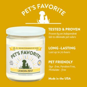 Pet's Favorite - Tested & Proven - Odor Eliminating Candle, Pet-Friendly Scented Candle, in 7 Great Fragrances – 70-Hour Burn Time, Cotton Wick (Lemon, Pack of 1)