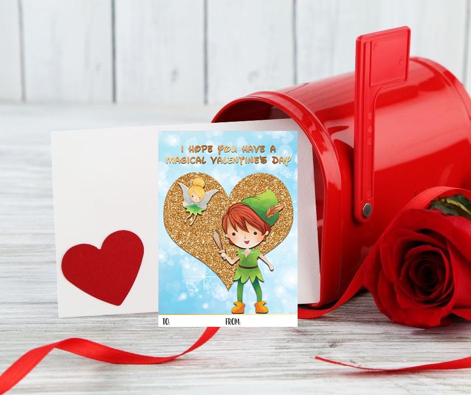 Silly Goose Gifts Peter Pan Themed Valentine Day Classroom Sharing Card Set (24 Included) School Exchange Kids Valentine's