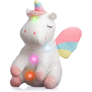 unicorn stuffed animal with lights - unicorn gifts for girls - unicorns plush pillow, huggable gift for girls with led magical lights - girls toys - birthday gifts - unicorn toys