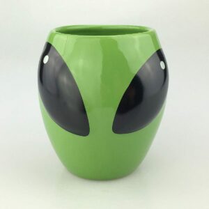 VanEnjoy Bright Green Glazed Ceramic Shape Ceramic Alien Mug Tea Coffee Cup, 3D Space Universe UFO Conspicuous Alien Cup, Gift for kid boy,13 oz(400 ml)