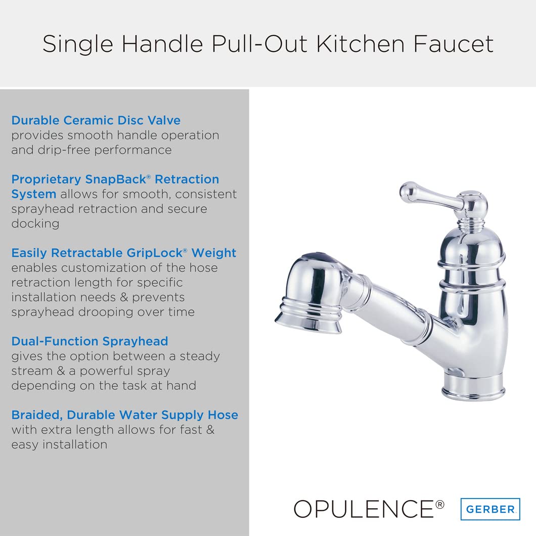 Gerber Plumbing Opulence Pull-Out Kitchen Faucet with Snapback Retraction