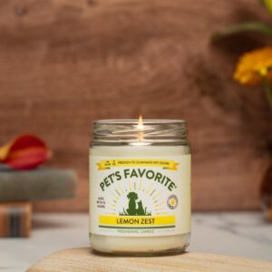 Pet's Favorite - Tested & Proven - Odor Eliminating Candle, Pet-Friendly Scented Candle, in 7 Great Fragrances – 70-Hour Burn Time, Cotton Wick (Lemon, Pack of 1)