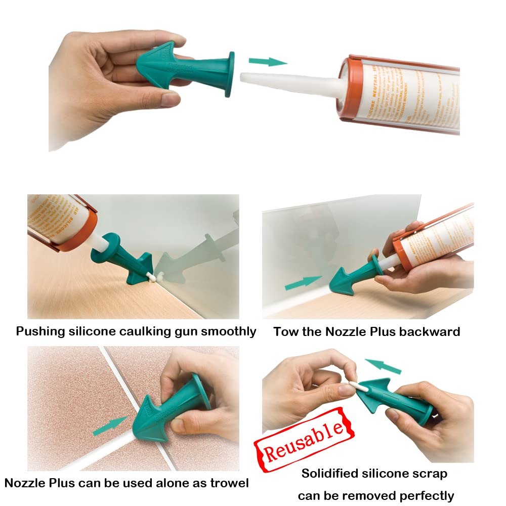 ORXPLUS Tools Caulking Gun Nozzle Adapter, Reusable Applicator, Silicone Caulking Tools(6.5R, 10R, 13R) w/Caulk Saver