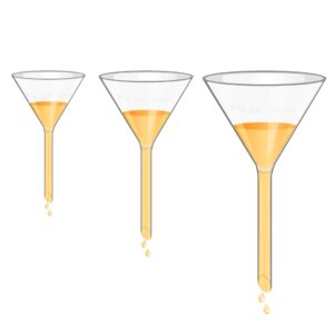 ulab scientific glass funnel set, 1 of each size 50mm 75mm 100mm with approx. 60° angle, short stem, ugf1009