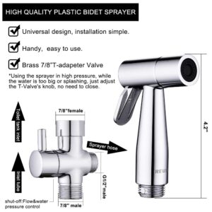 Handheld Bidet Sprayer for Toilet,REWEE Chrome Plate Plastic Bidet Attachment for Toilet,Cloth Diaper Bidet Toilet Sprayer